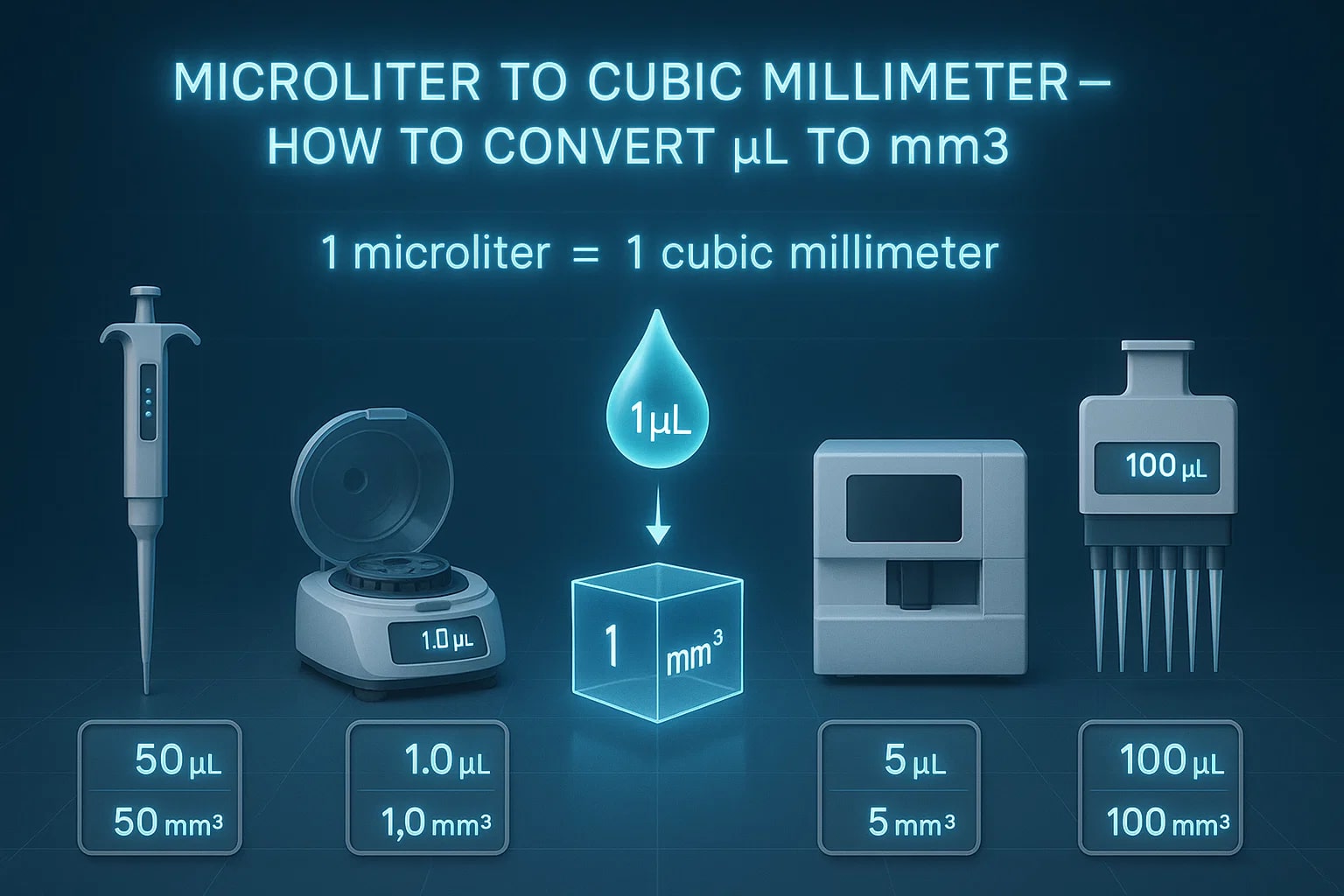 Convertidor de microlitros a milímetros cúbicos - JetCalculator
