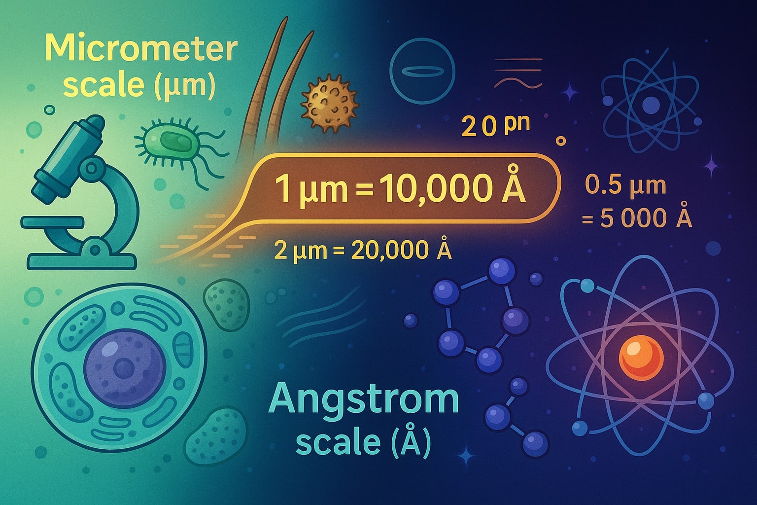 Convertidor de Micrómetros a Angstroms - JetCalculator