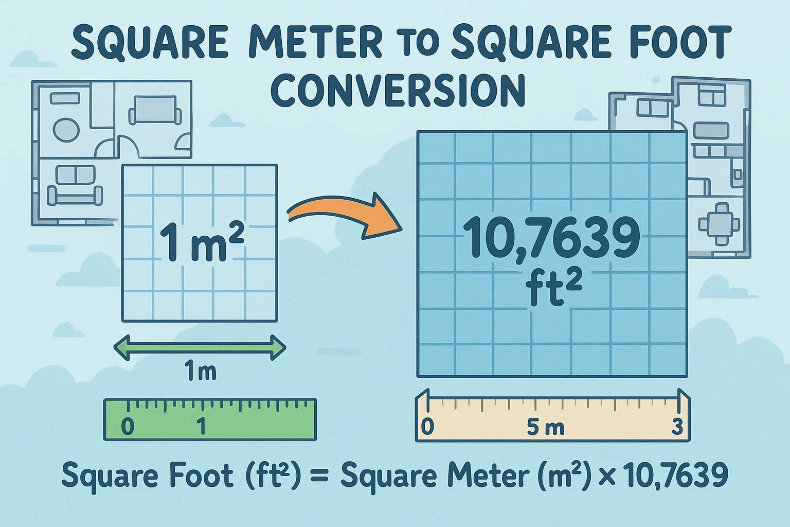 Convertidor de Metros Cuadrados a Pies Cuadrados - JetCalculator