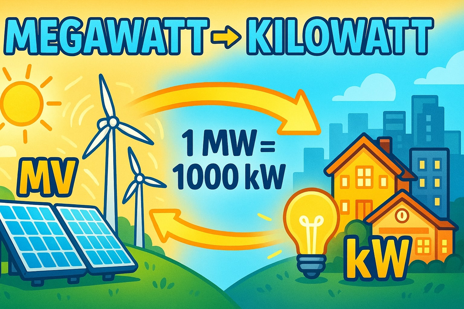 Convertidor de Megavatios a Kilovatios - JetCalculator